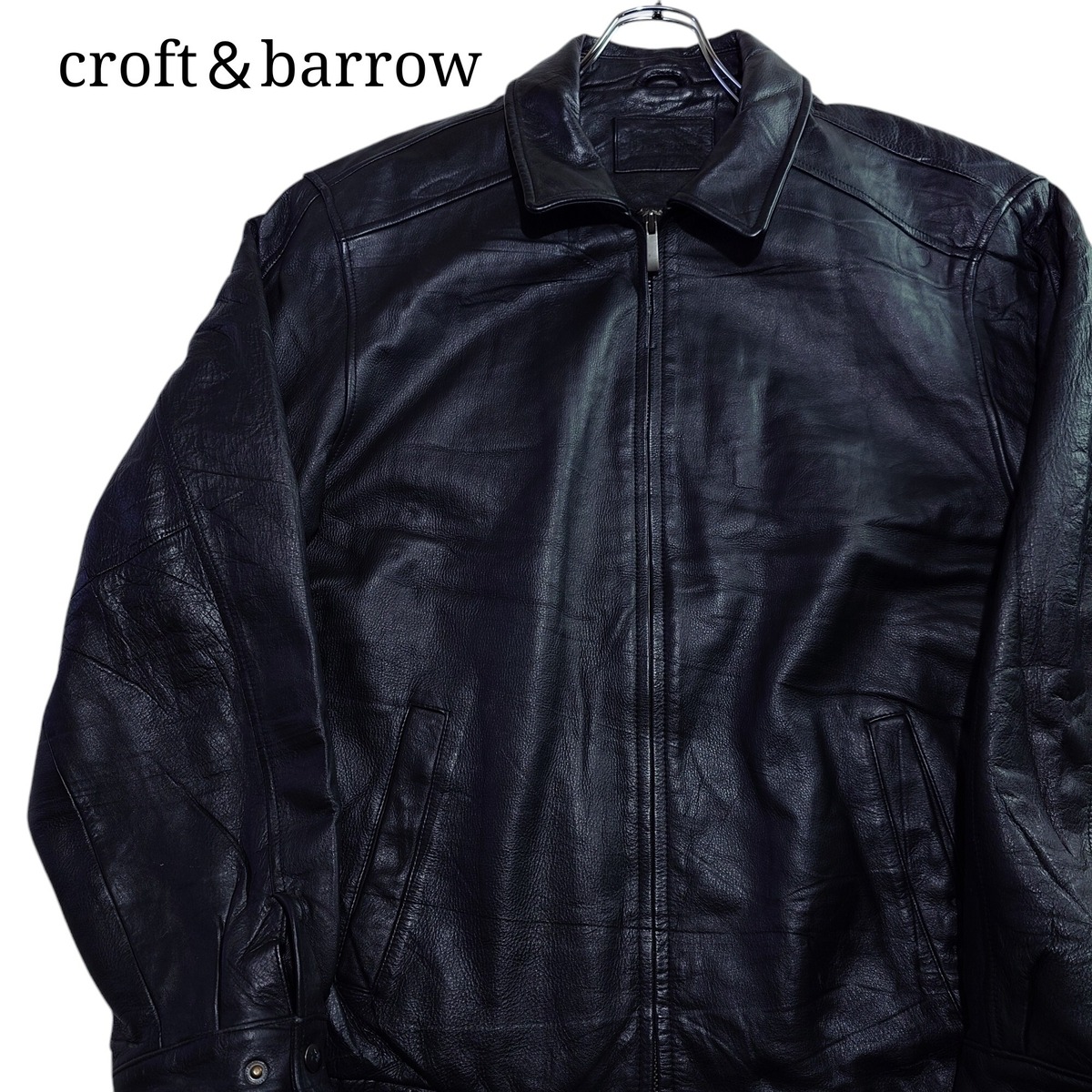 【90s】croft＆barrow クラフトアンドバロー レザージャケット ドリズラー ブラック 古着 アメカジ | オンライン古着屋 9chord