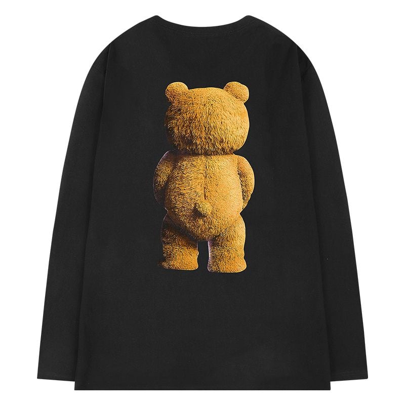 ユニセックス Tシャツ 長袖 クマちゃんの後ろ姿 バックプリント ユニセックス Tシャツ 長袖 クマちゃんの後ろ姿 バックプリント