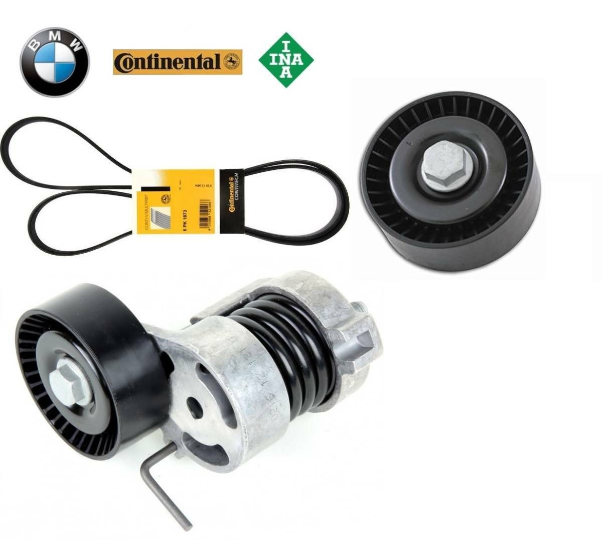 【正規純正OEM】 BMW ファンベルト テンショナー プーリー 3点SET E60 520i X1 E84 X3 E83 Z4 E85 ...