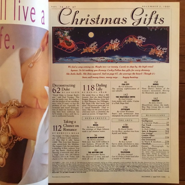 New York December 2 1991 1991年12月2日号 特集: Christmas Gifts | Flying Books