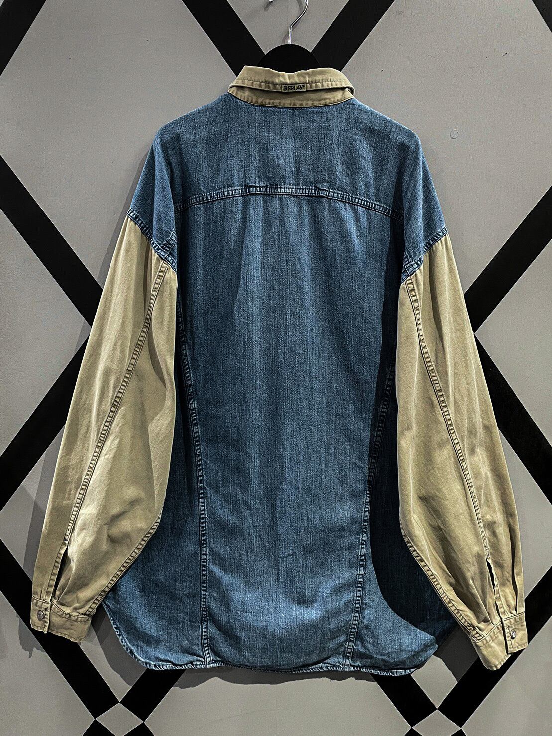 【X VINTAGE】90s "REPLAY" Flag Design Switching Denim L/S Shirt | Caka(カカ ...