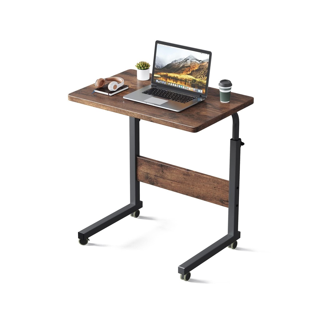 HANYEEサイドテーブル キャスター付き 高さ調節 コの字 昇降式テーブル パソコンデスク オフィスデスク 勉強机 介護用テーブル ベッドサイドテーブル ソファーサイドテーブル 幅60cm× ...