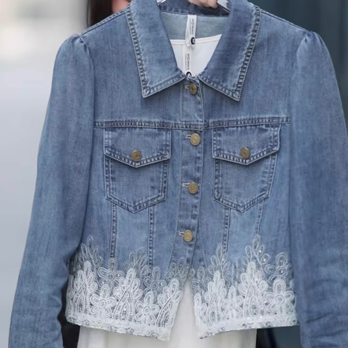 レース柄デニムジャケット A00491 | SproutStyle