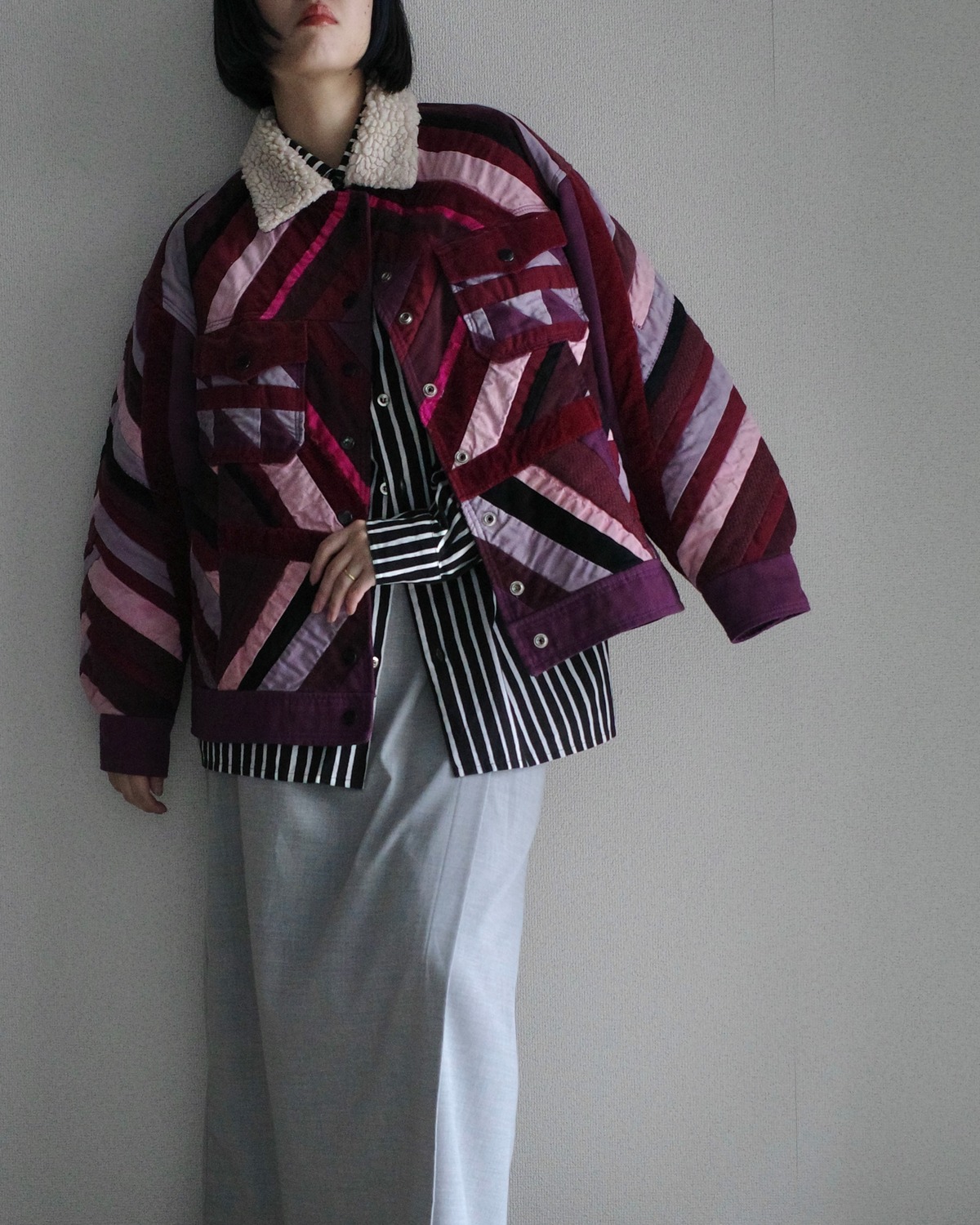 Boa Collar Patchwork Jacket | Oasis the Surreal