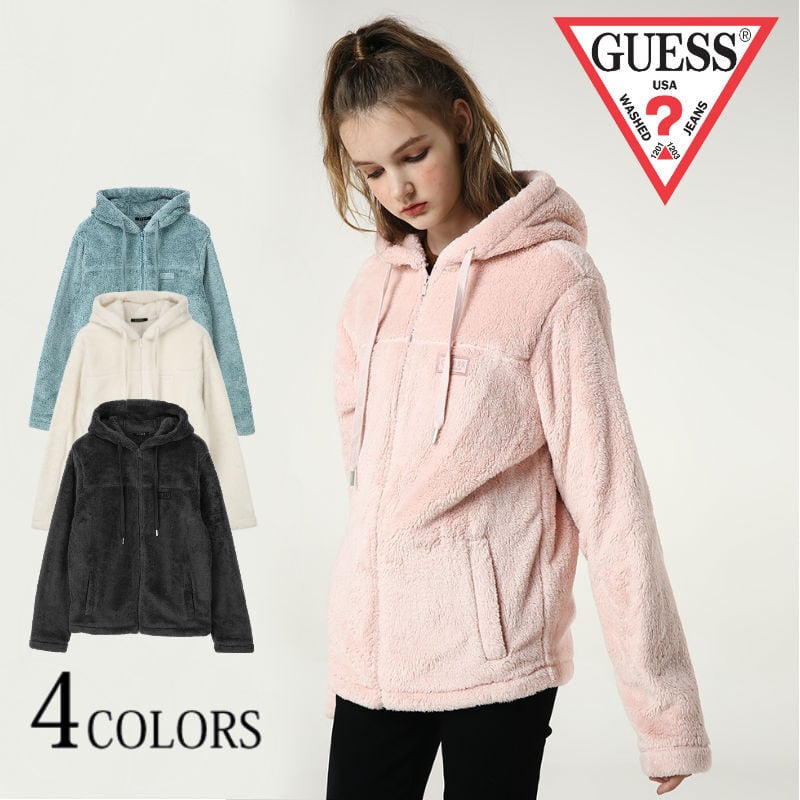 30% GUESS【ゲス】ミニワッペンフリースパーカー フーディー ボア