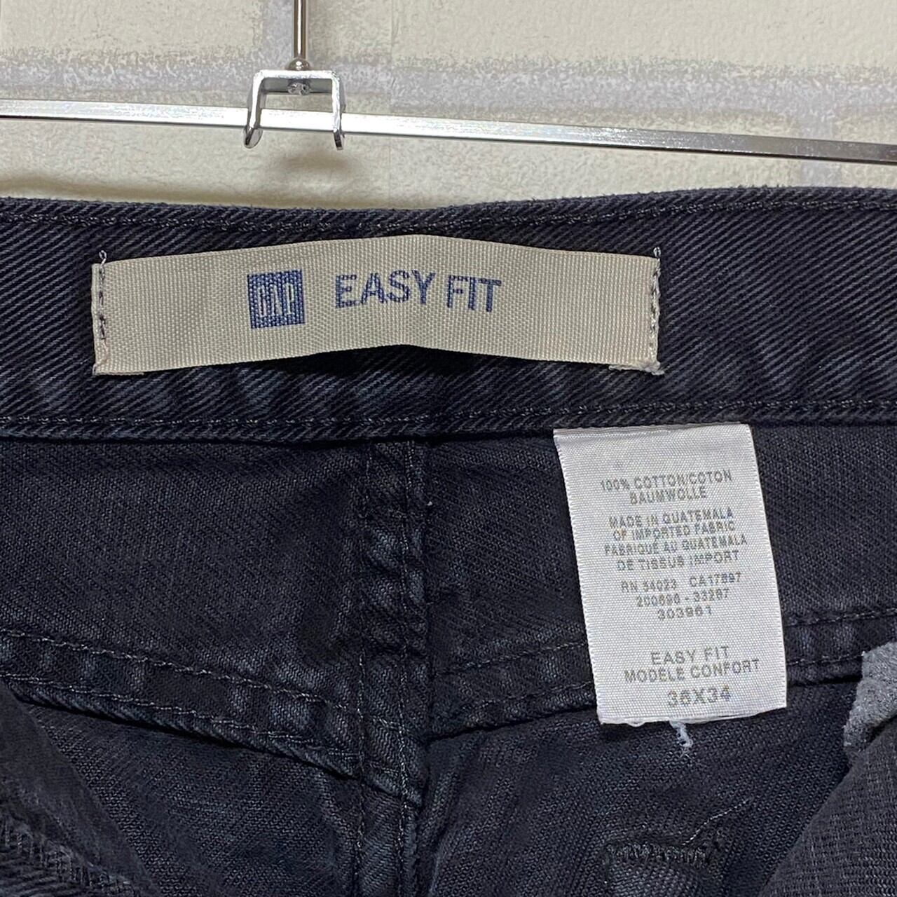 【W36×L30#裾上げ済み】GAP ブラックデニムパンツ コットン100% 革パッチ | 古着屋OLDGREEN