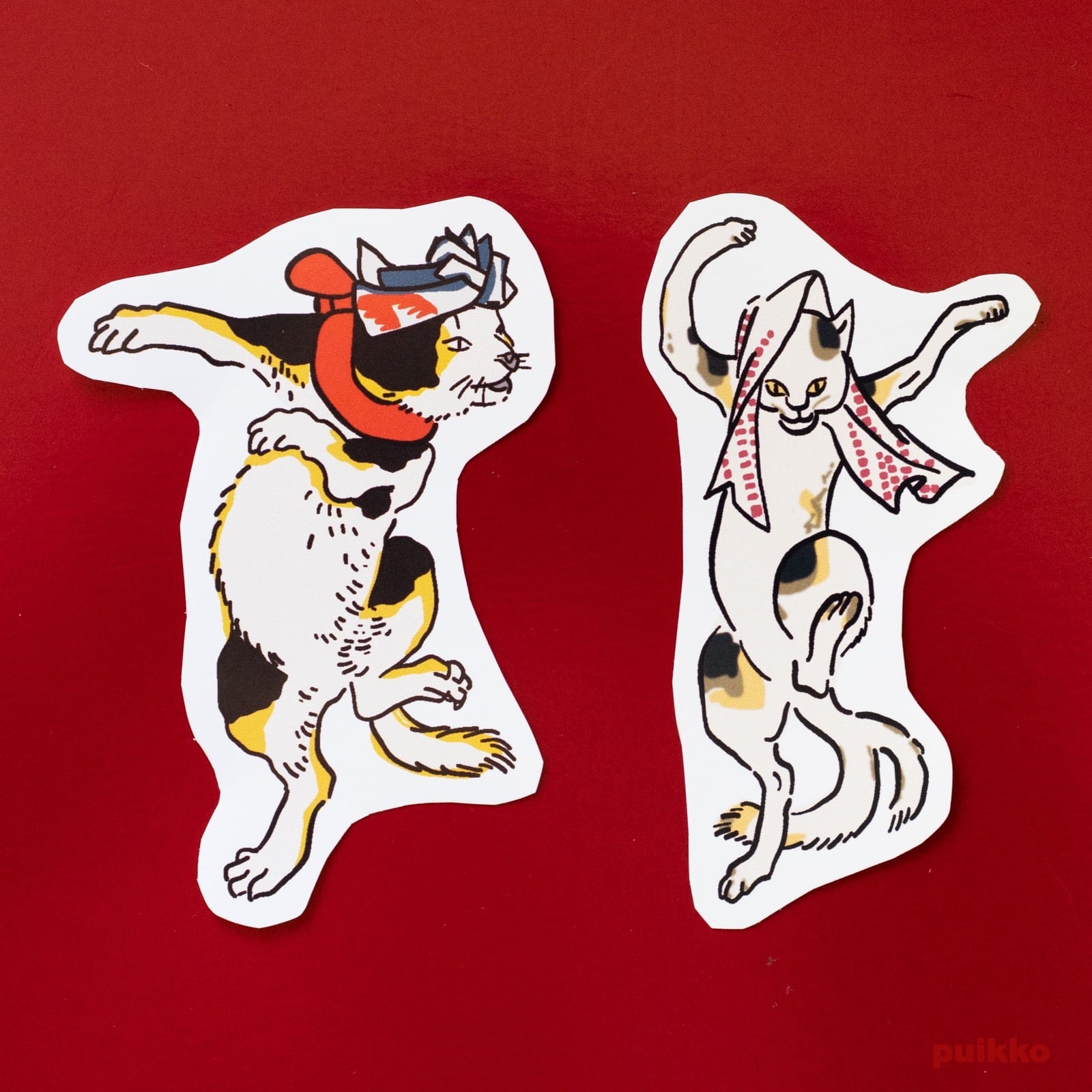 シールタイプステッカー 歌川国芳 踊る猫又3（2枚セット） | puikko