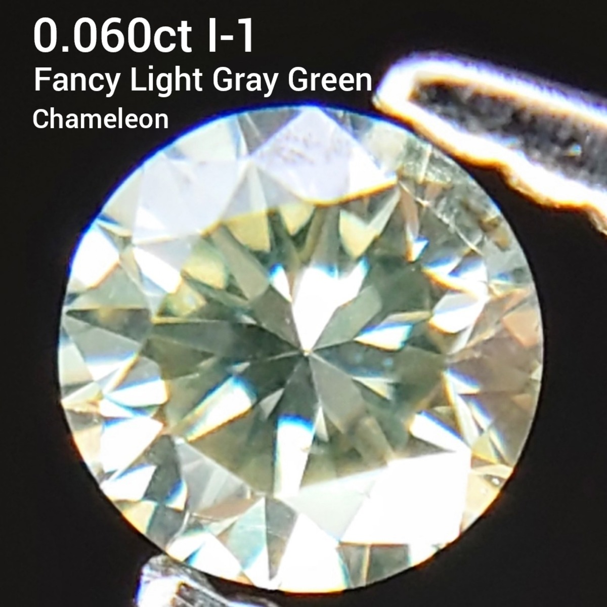 希少 カメレオン Fancy Light Gray Green 0.060ct I-1 天然グリーンダイヤモンドルース☆ | wisteria777