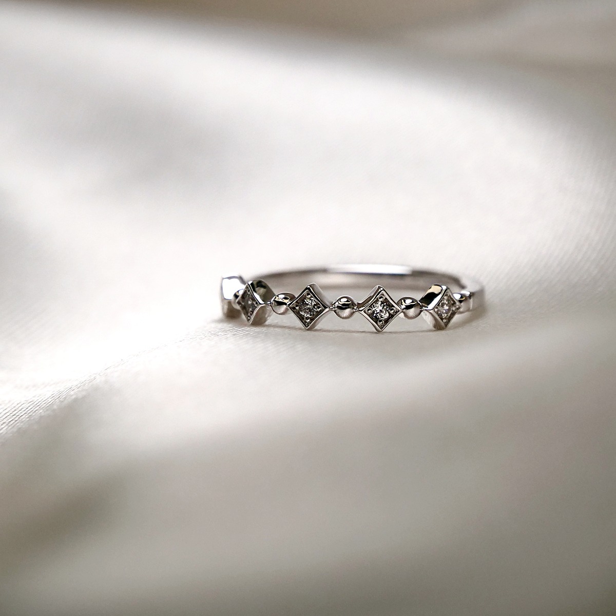 【18金 プラチナ ピンキーリング ファッションリング】K18 Pt950 ピンキーリング エタニティリング ファッションリング モアサナイト ...