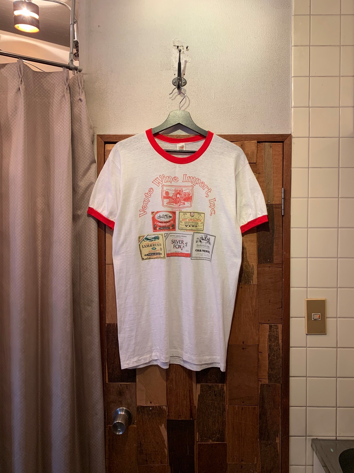 “Hanes” 70’s~ white×red cotton/poly printed S/S ringer Tee | LAUGH