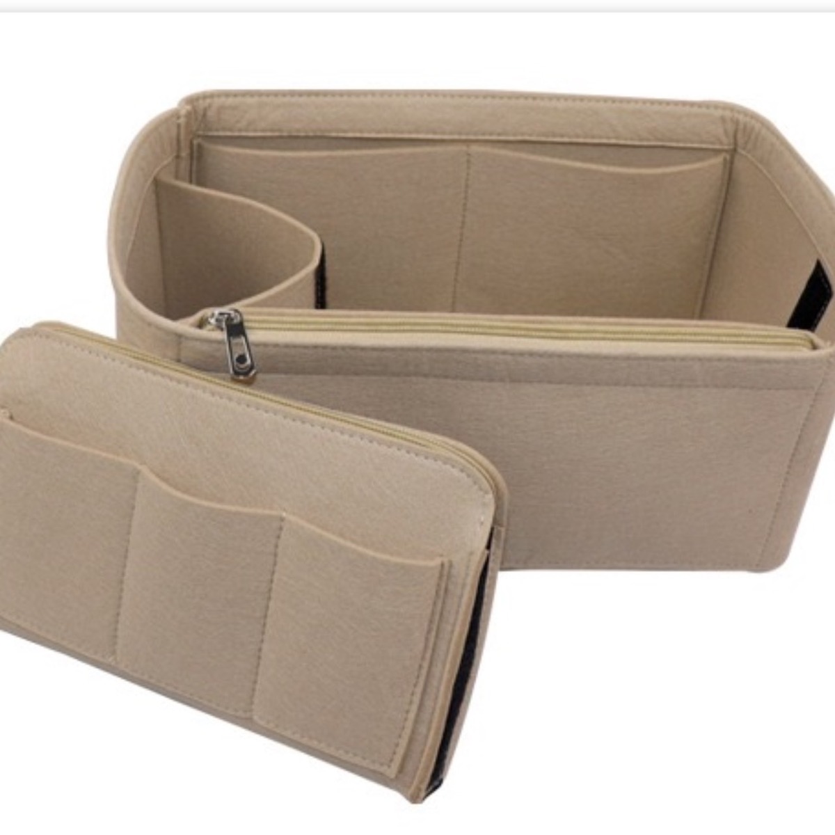 ベージュ バッグインバッグ 軽量 大容量 フェルト ボトルホルダー Lサイズ | Ruru &Suzaku