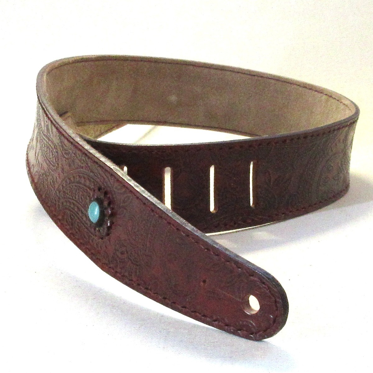 本革製ギター・ストラップ（ターコイズ／ペイズリー）st232 | wizardleather