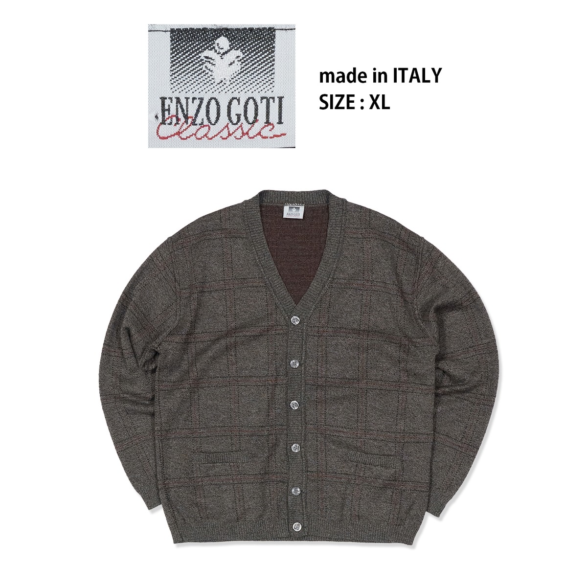 USED ENZO GOTI plaid cardigan (XL) made in ITALY | EFK
