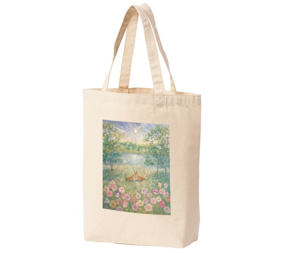 絵画のトートバッグ（陽だまりの家族） | Heartful art goods - aki illustrator