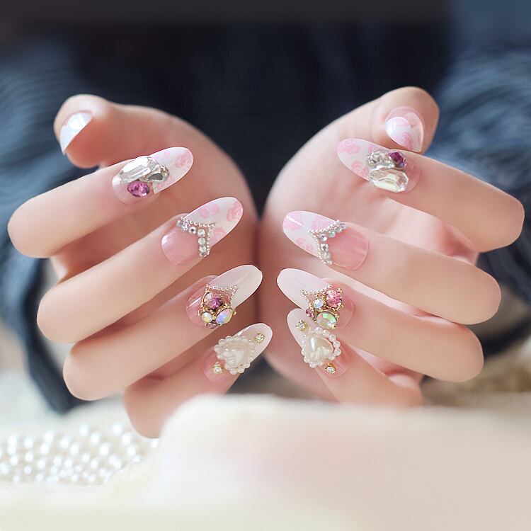 ネイルチップ ネイルシール つけ爪 ネイルアート 姫系 貼るだけ 簡単【nail 01】 毒いちご 韓国ファッション
