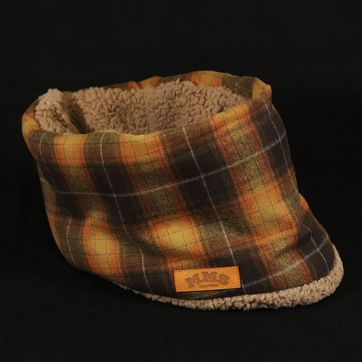 ROBIN NECK WARMER /タータンチェック（ORANGE）&ブラウンファー | M&Ms(メイキングアンドモンスターズ)