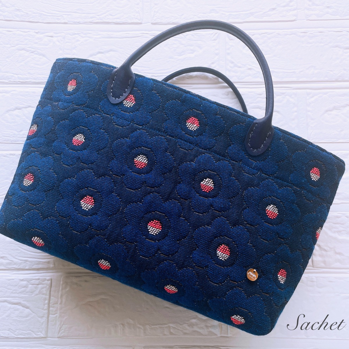 【即納】Sachet Tweed bag / Wide（ブルー系フラワー柄） | sachetshop