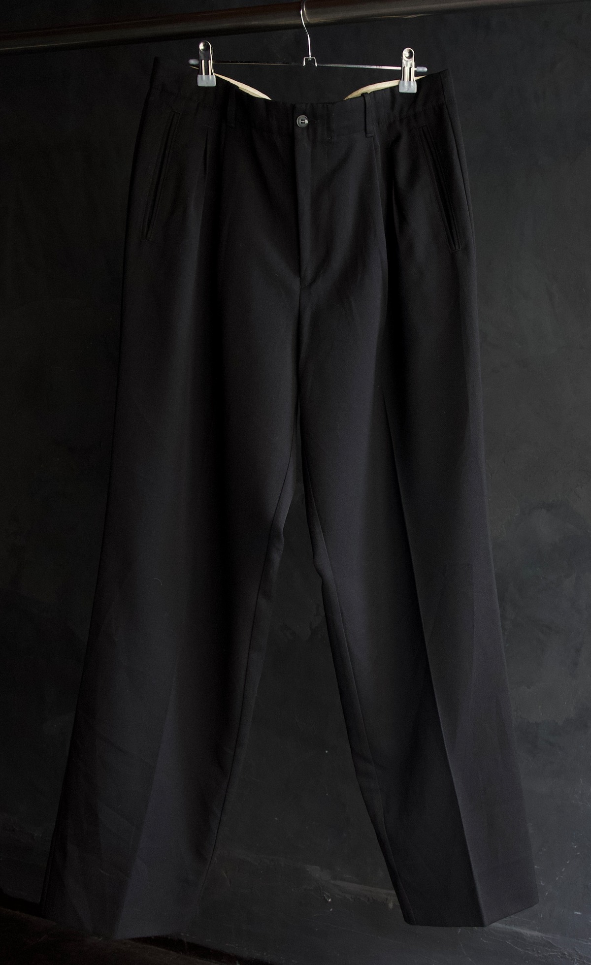 80s CIAO Poly Rayon Black Gabardine Slacks | FOLLIEE.