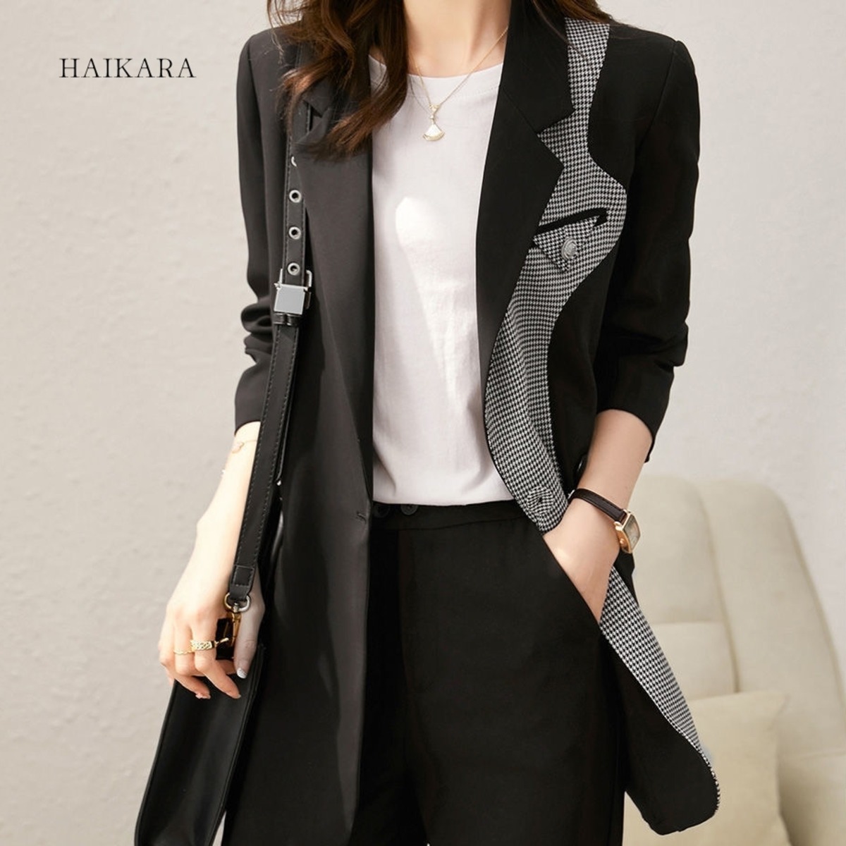Bicolor patterned jacket | HAIKARA｜ハイカラ【大人綺麗な個性的ファッションクローゼット】