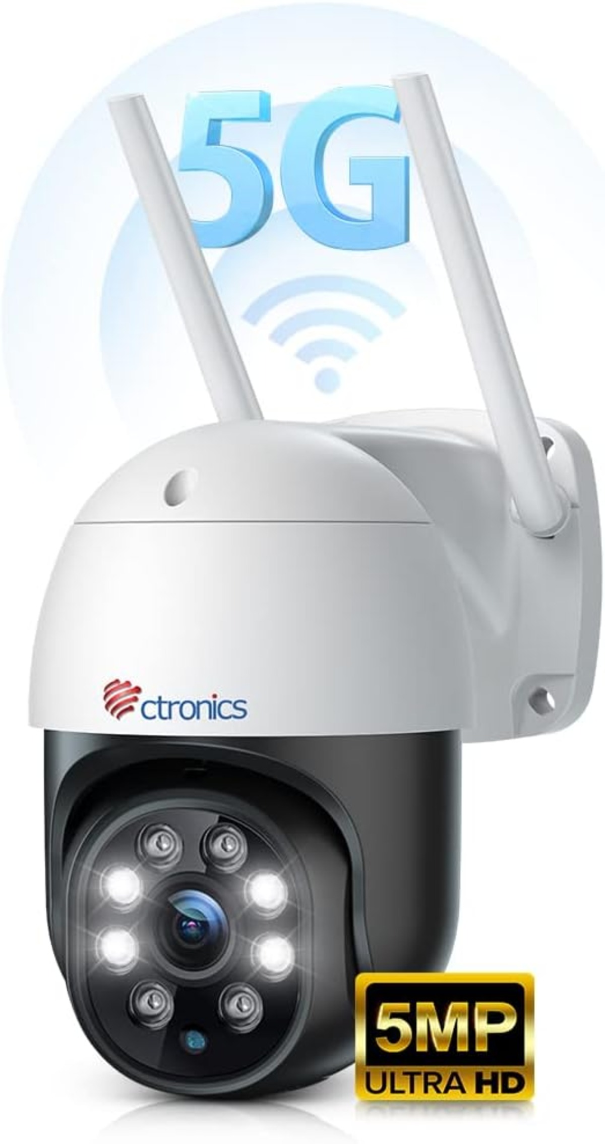 Ctronics 防犯カメラ 屋外 5MP 5GWi-Fi 自動追跡 プリセット機能 スマホ・PC遠隔操作 FTP/ONVIF/NAS対応 24時間録画 AI検知 スマート暗視 5DBi ...