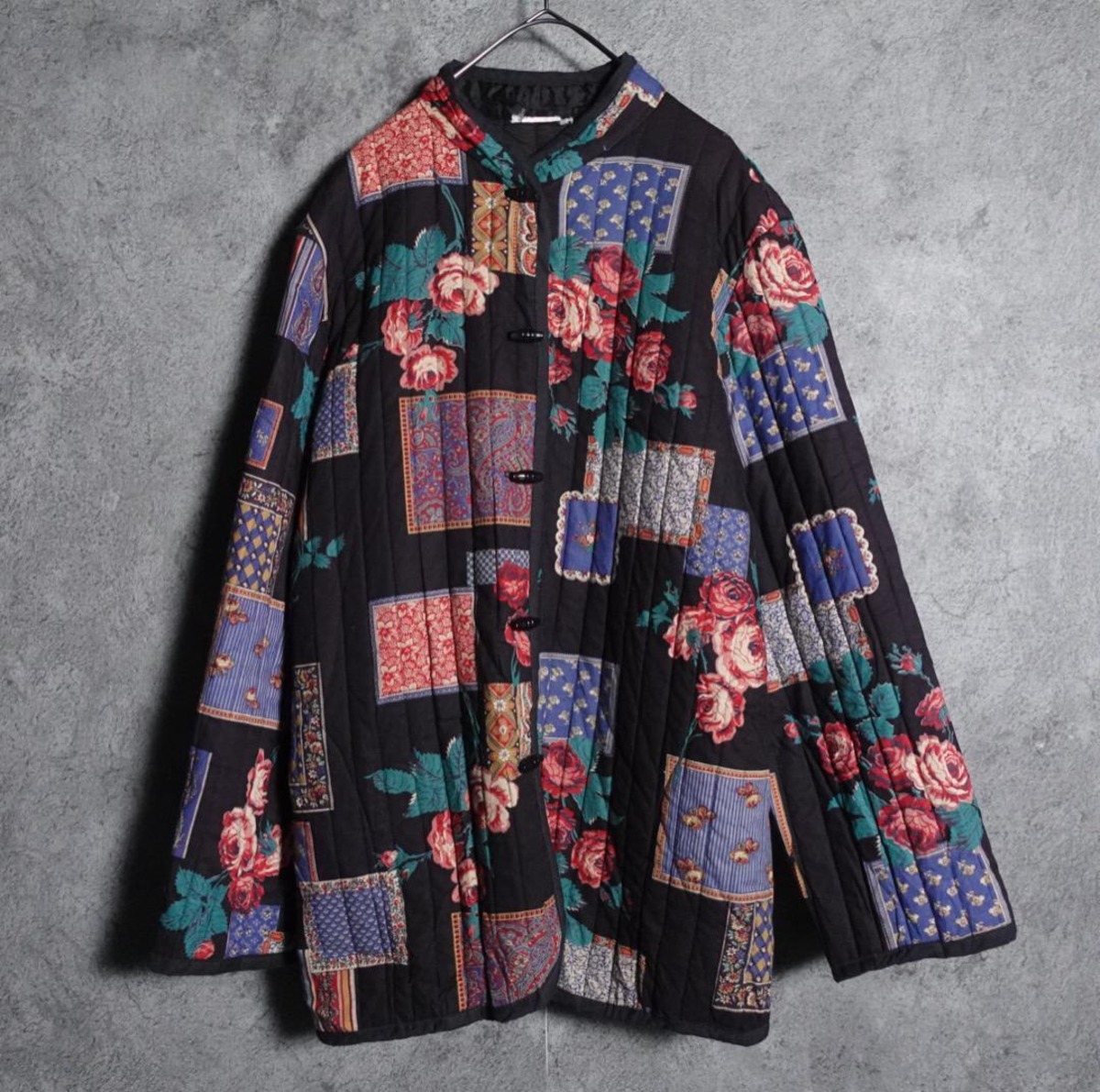 Floral pattern China design no color quilted jacket | 古着屋 FORCE