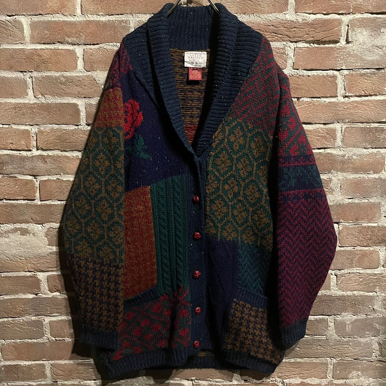 【Caka act3】 Multi Pattern Vintage Wool Shawl Collar Cardigan | Caka(カカ ...