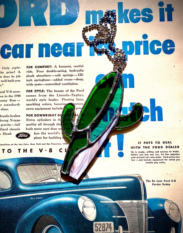 サボテン ステンドグラス サンキャッチャー Green x Blue L size | Heimer’s