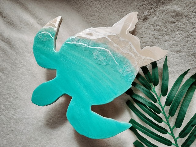 384.オーシャンレジンアート ホヌ型パネル正面小サイズ | Leaf Edgez