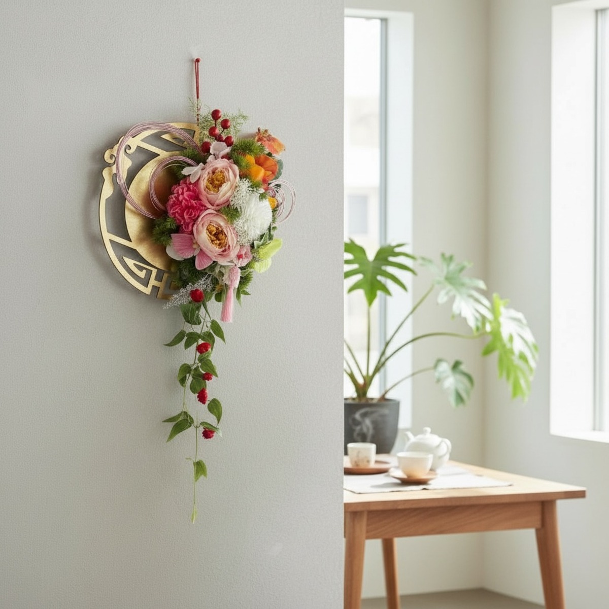 【34】 Modern Japanese New Year Wall Art | Handmade Floral Shimenawa ...