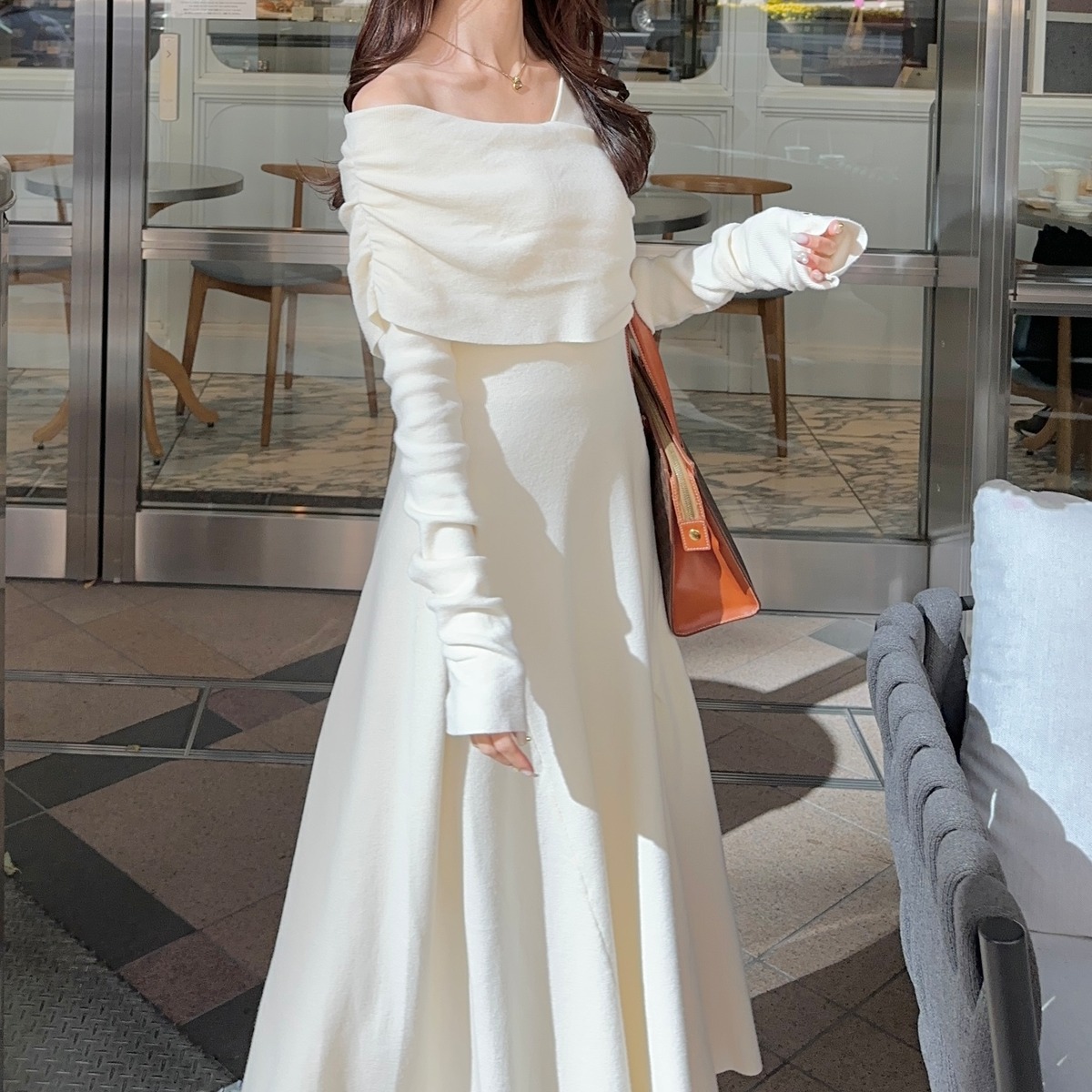 3/8 12時〜数量限定再販売開始 】one shoulder décolleté knit op（ ivory ） | Ogue.