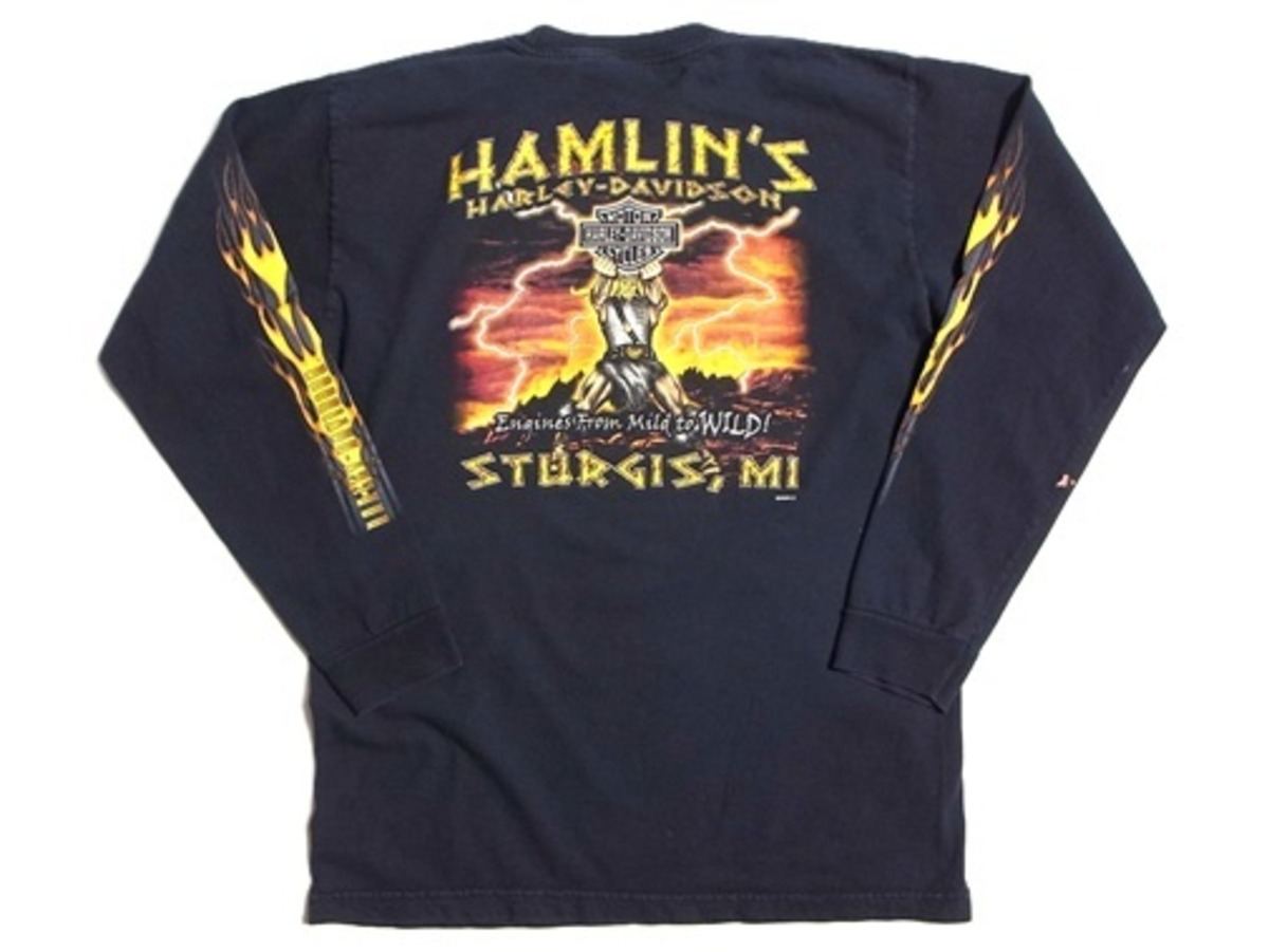 00's HARLEY DAVIDSON HAMLIN'S ハーレー ダビッドソン ファイヤーフレイム 長袖 Tシャツ | CYCLONE