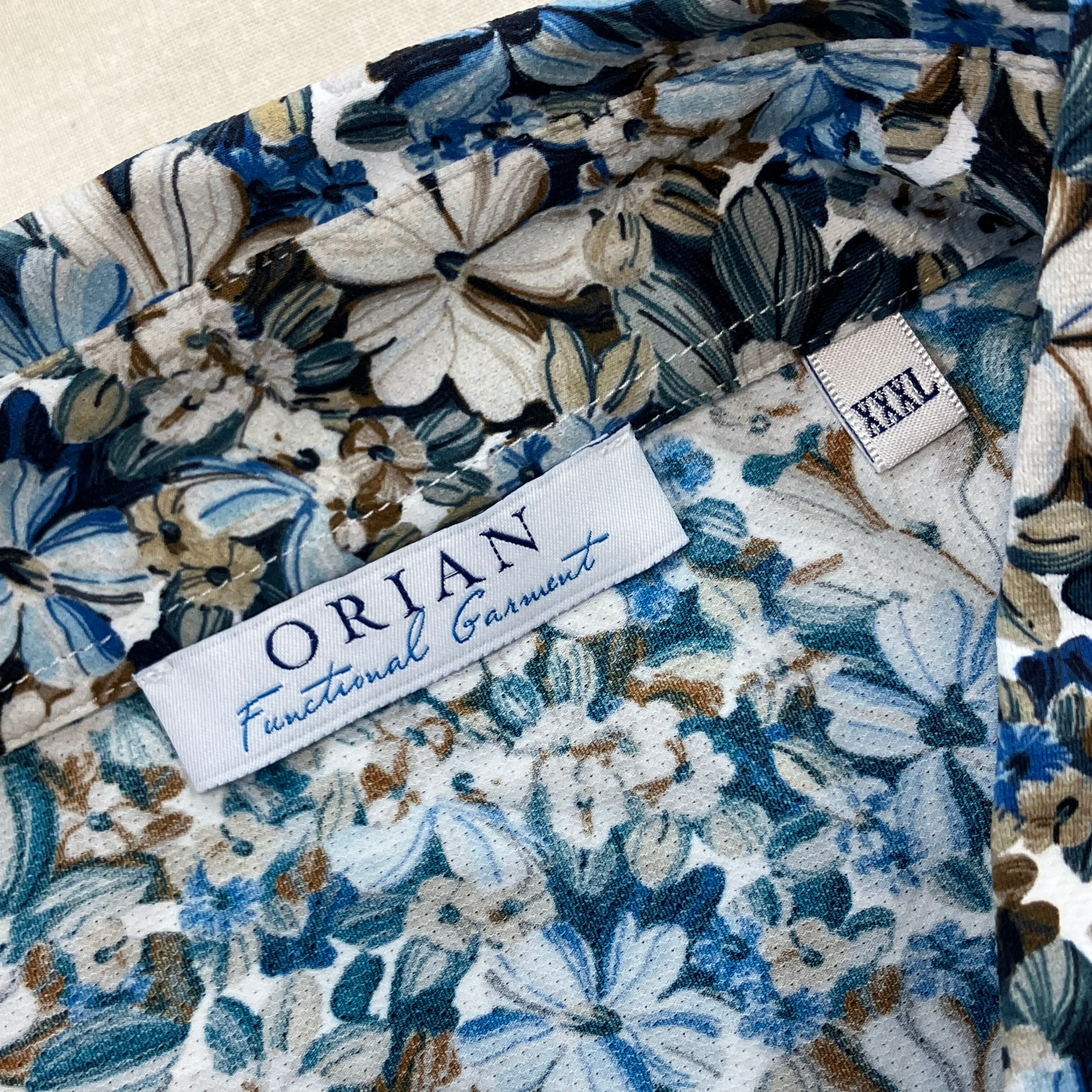 ORIAN NYLON STRETCH BLUE FLOWER POLO SHIRT 《XXXL》 | safarionline