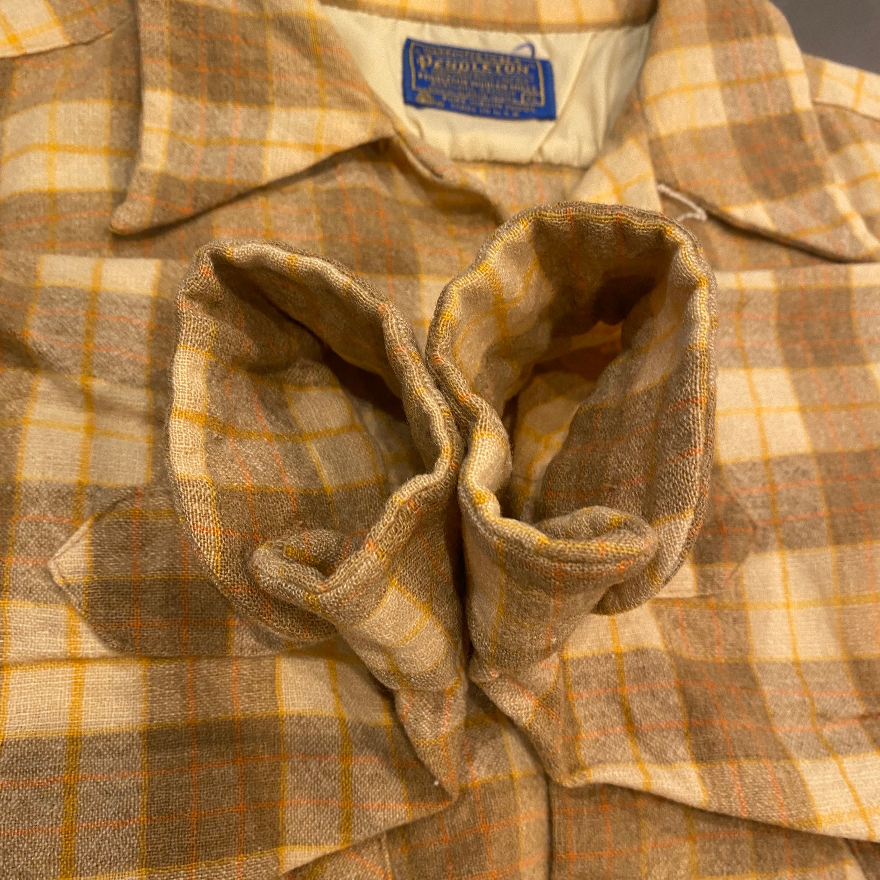 1970s PENDLETON WOOL CHECK SHIRT YELLOW XL | safarionline
