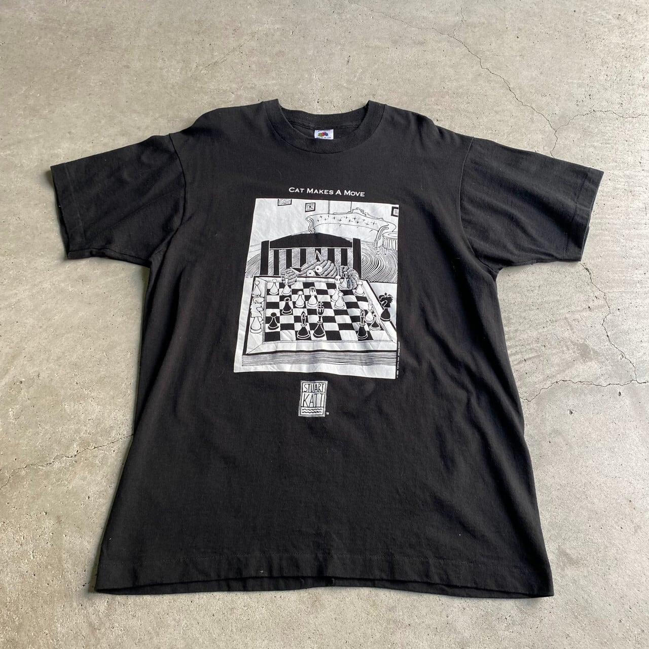 90年代 USA製 STUART KATT アート アニマル プリントTシャツ メンズL 古着 シングルステッチ 90S ビンテージ ...