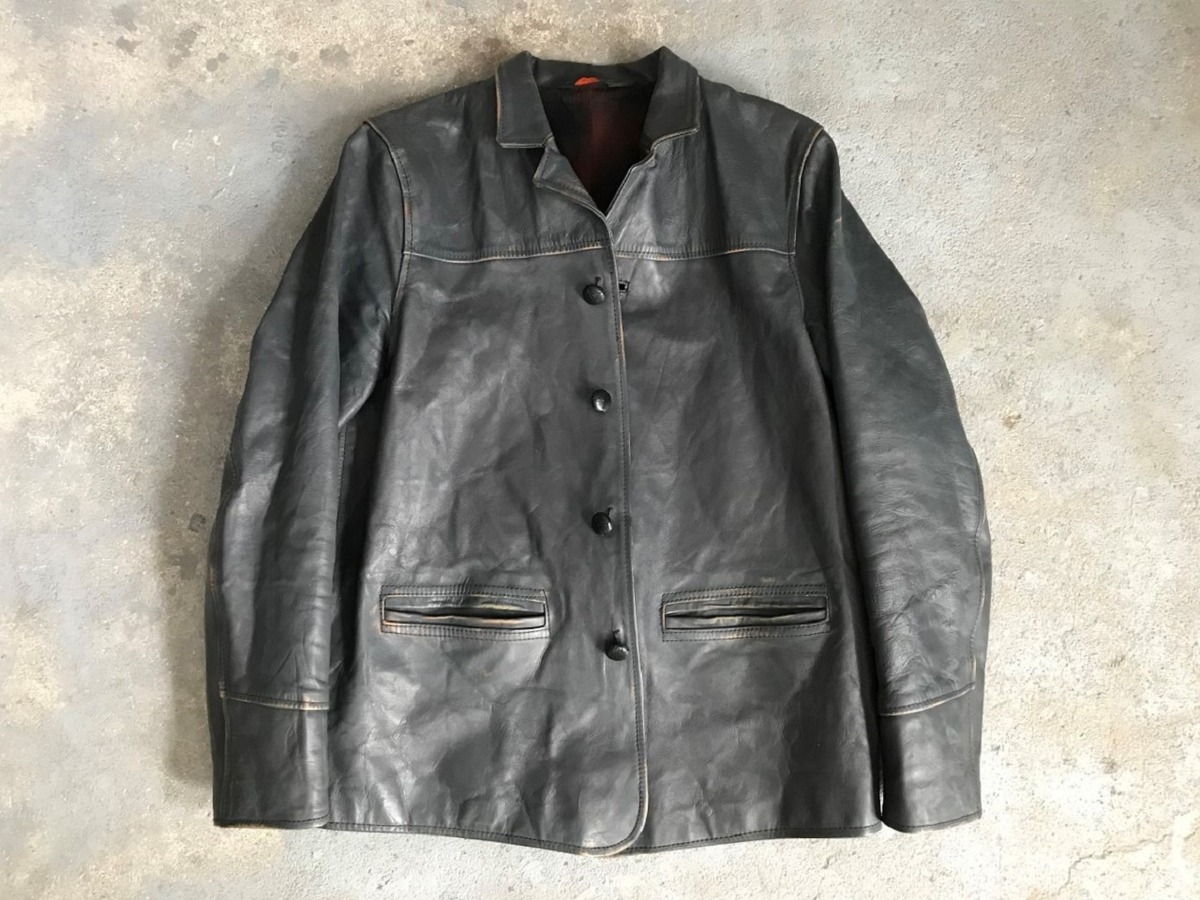 2014AW G&F WORKERS "WOLFMAN JACK" HORSE HIDE LEATHER JACKET／NAVY ...