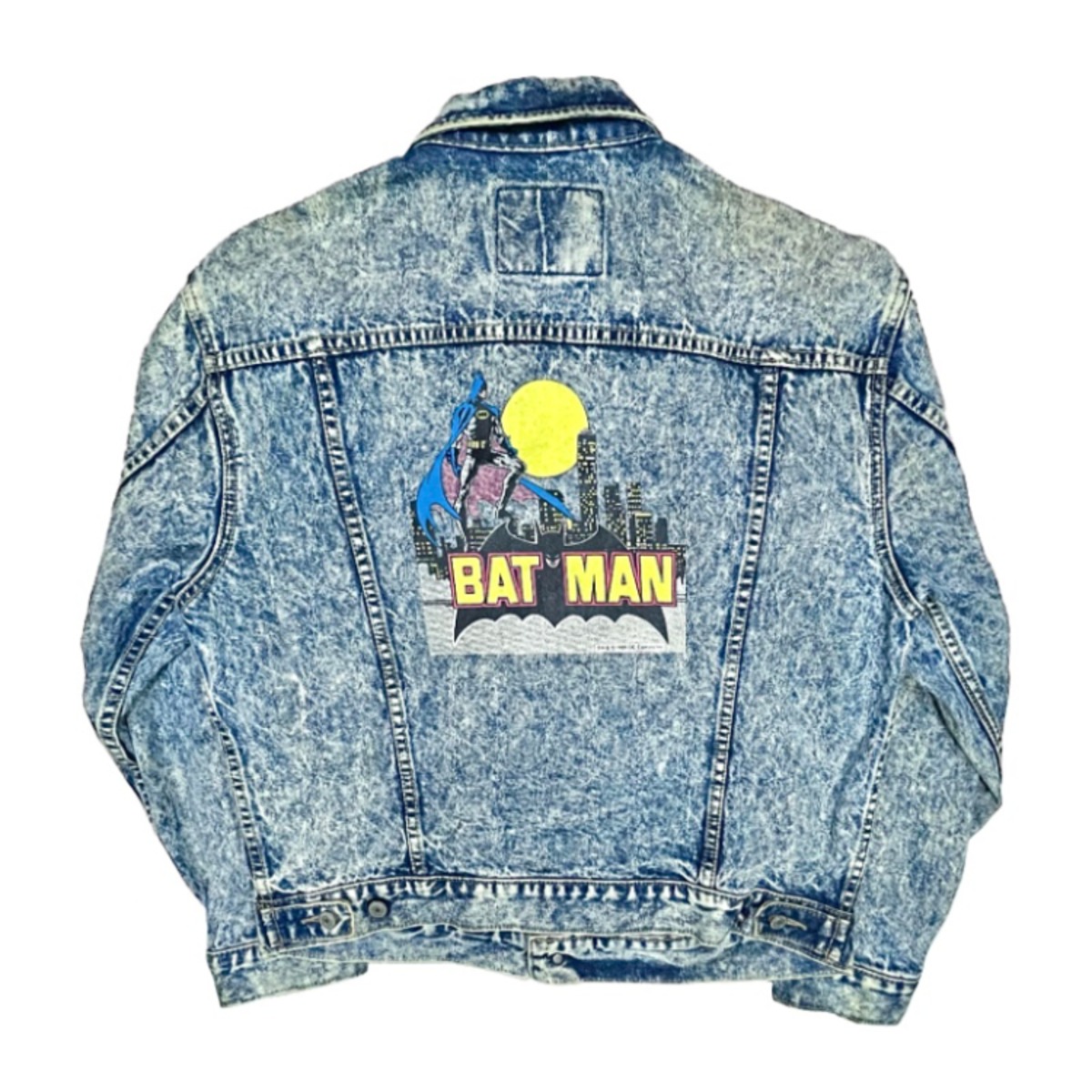 80's / G.L. Heart / Batman Acid Wash Denim Jacket | ASCENT