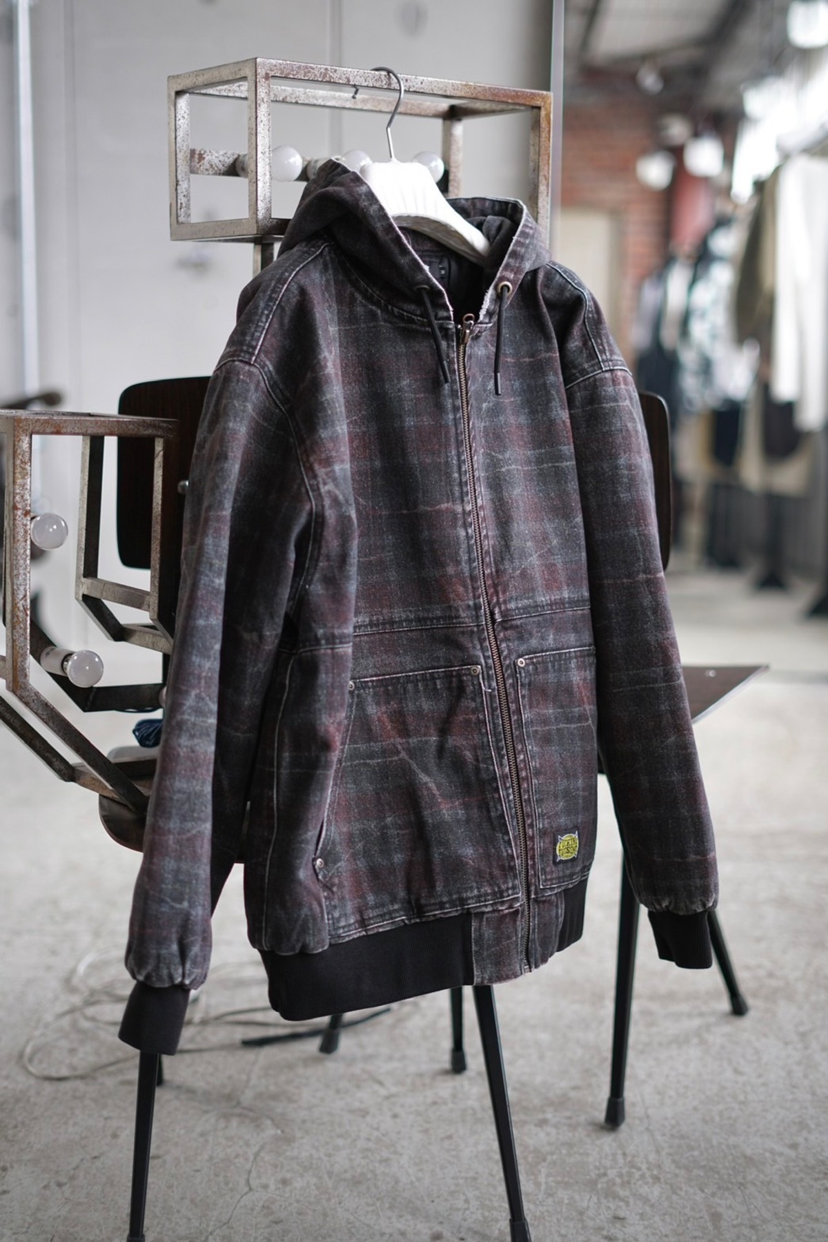 FUCKINGAWESOME / Distressed Plaid KO Work Jacket (Maroon/Plaid) | JUQUI ...
