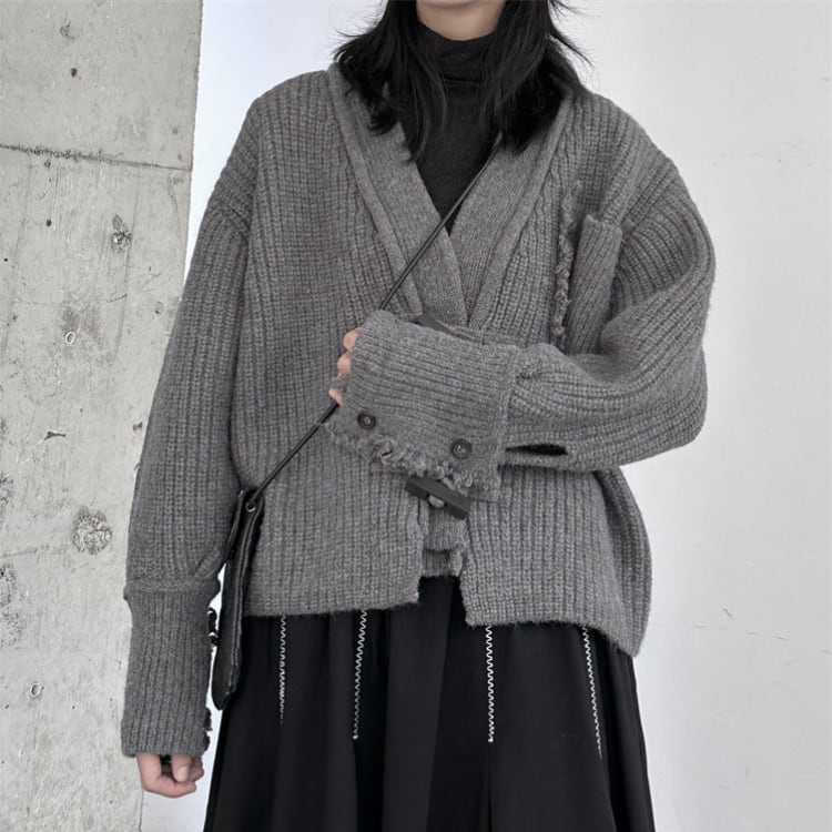 トグルボタン パッチポケット ニットカーディガン 2col R30292 | R.Queen