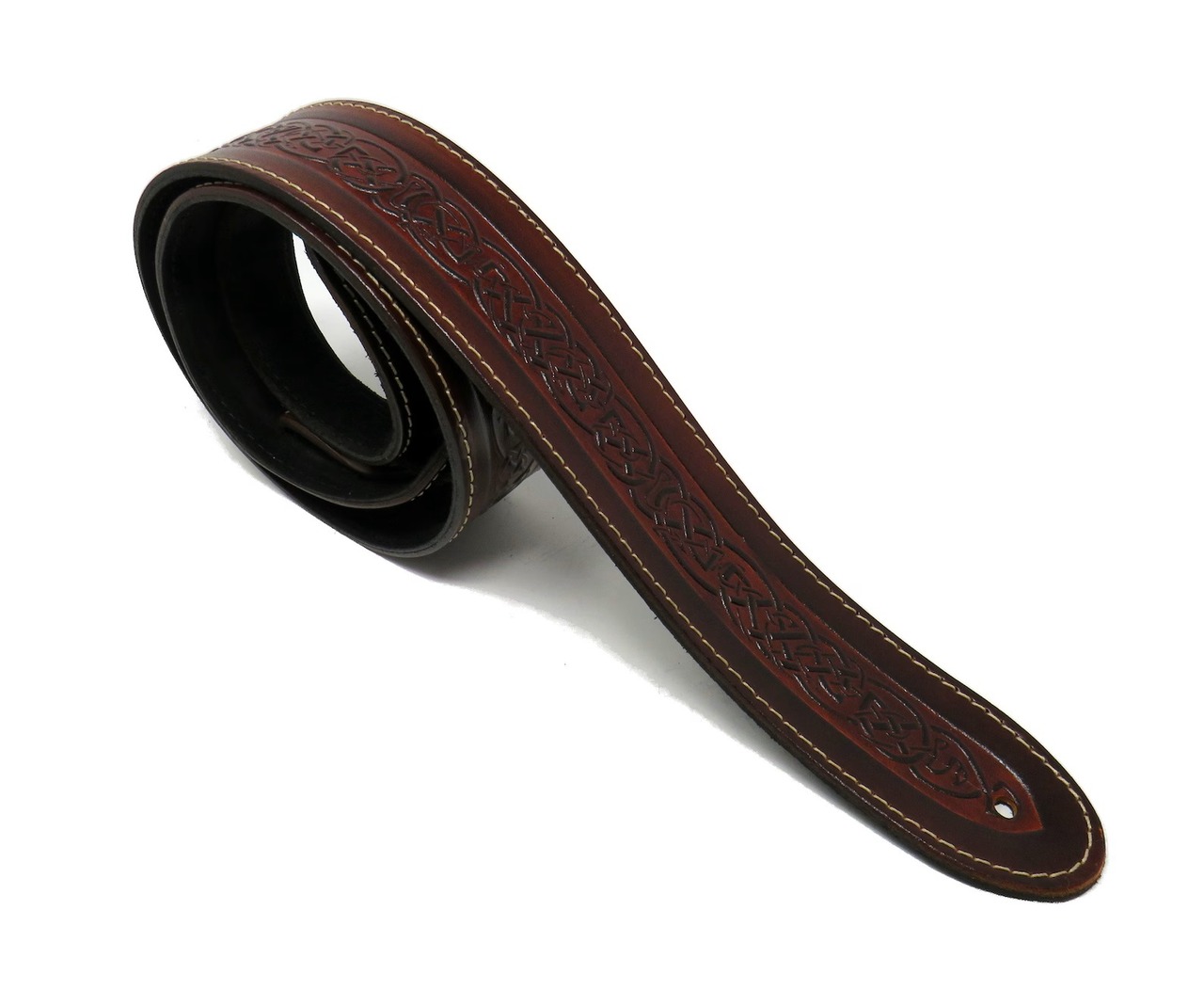 Leathergraft Celtic Embossed Strap Brown ギターストラップ UKハンドメイド | マルス
