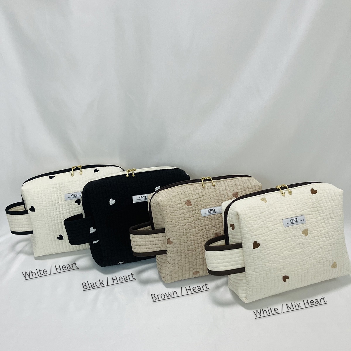 万能ポーチ（ハート♡刺繍入りヌビ） | #202 ameri plus