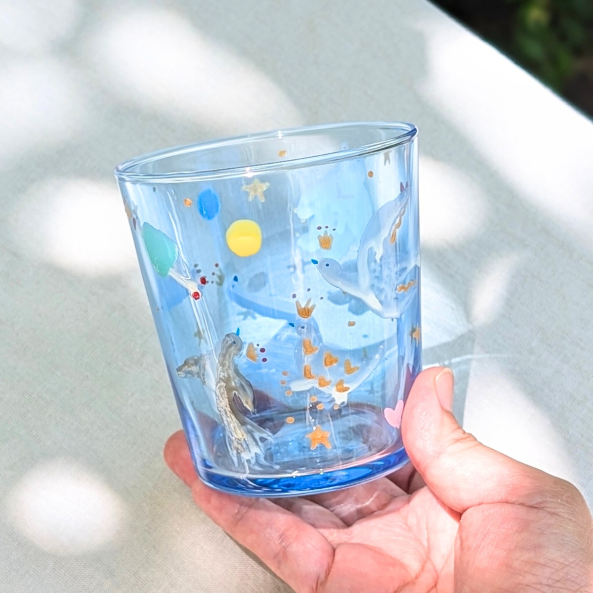 TOKITUGI カラーグラス ブルー 【c1】月夜と鳥と動物たち ｜男の子 女の子 鳥 ライチョウ うさぎ しろくま はくちょう | lighthouse 手仕事のうつわと生活雑貨のお店 ...