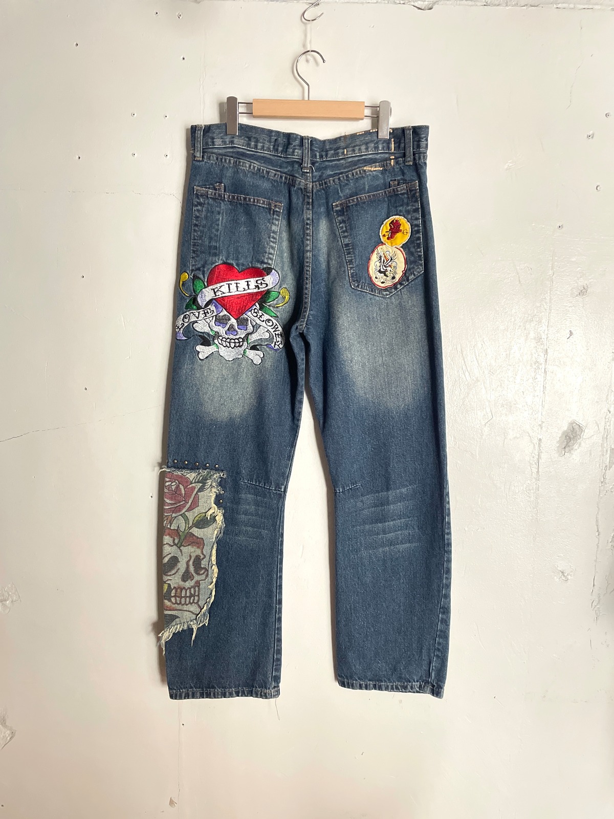 Old Ed Hardy Embroidery&Patch Design Denim Pants | HENAMA ONLINE STORE