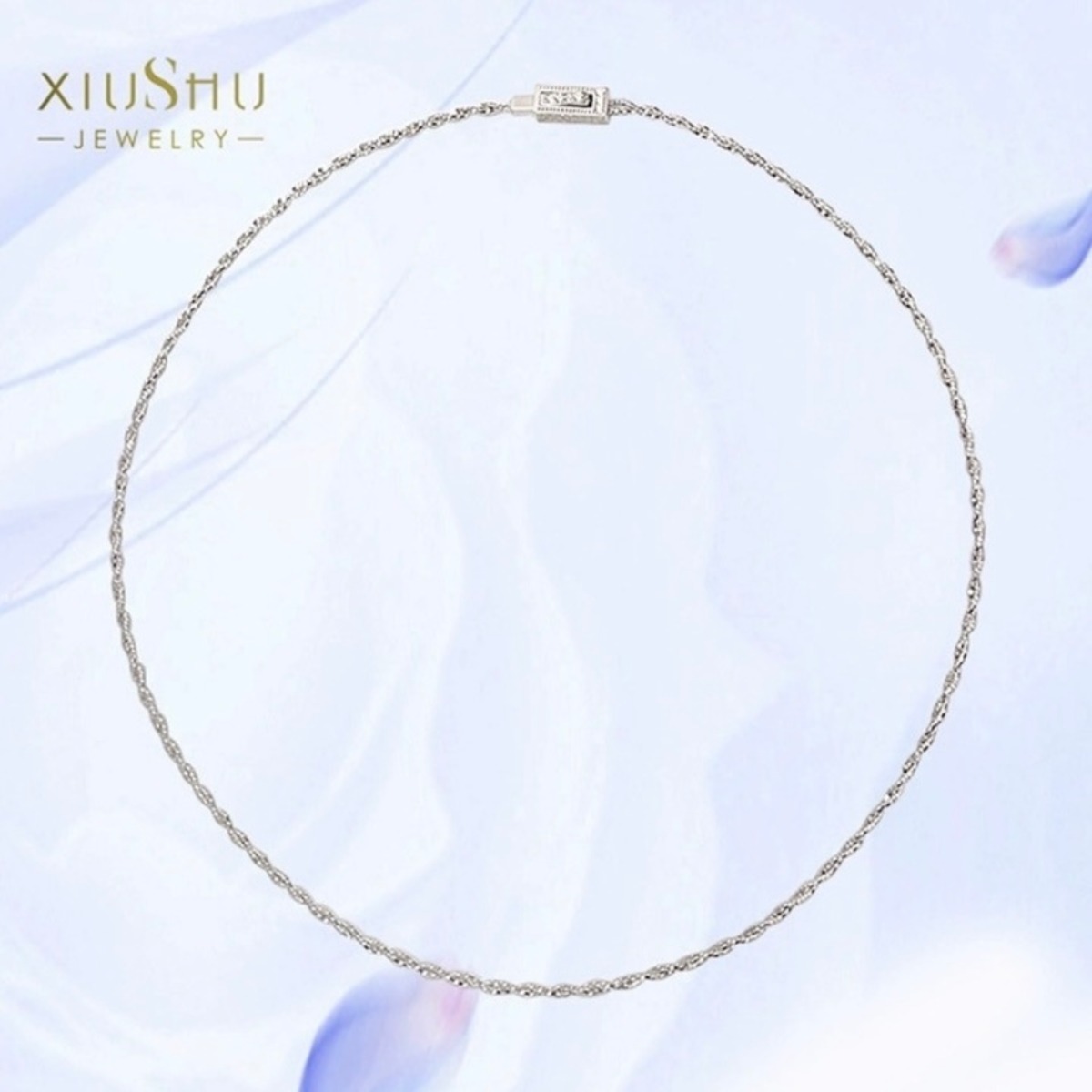 ツイストチェーン 高炭素ダイヤモンド キラキラ ゴージャス ラグジュアリー ネックレス エレガント ホワイト シンプル | キラキラゴージャスジュエリーのXIUSHU(シュシュ)