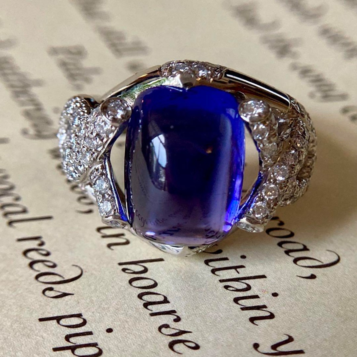 pt900 美しいタンザナイト8.86ct ダイヤモンド0.63ct 指輪 | Mei Antiques Jewelry