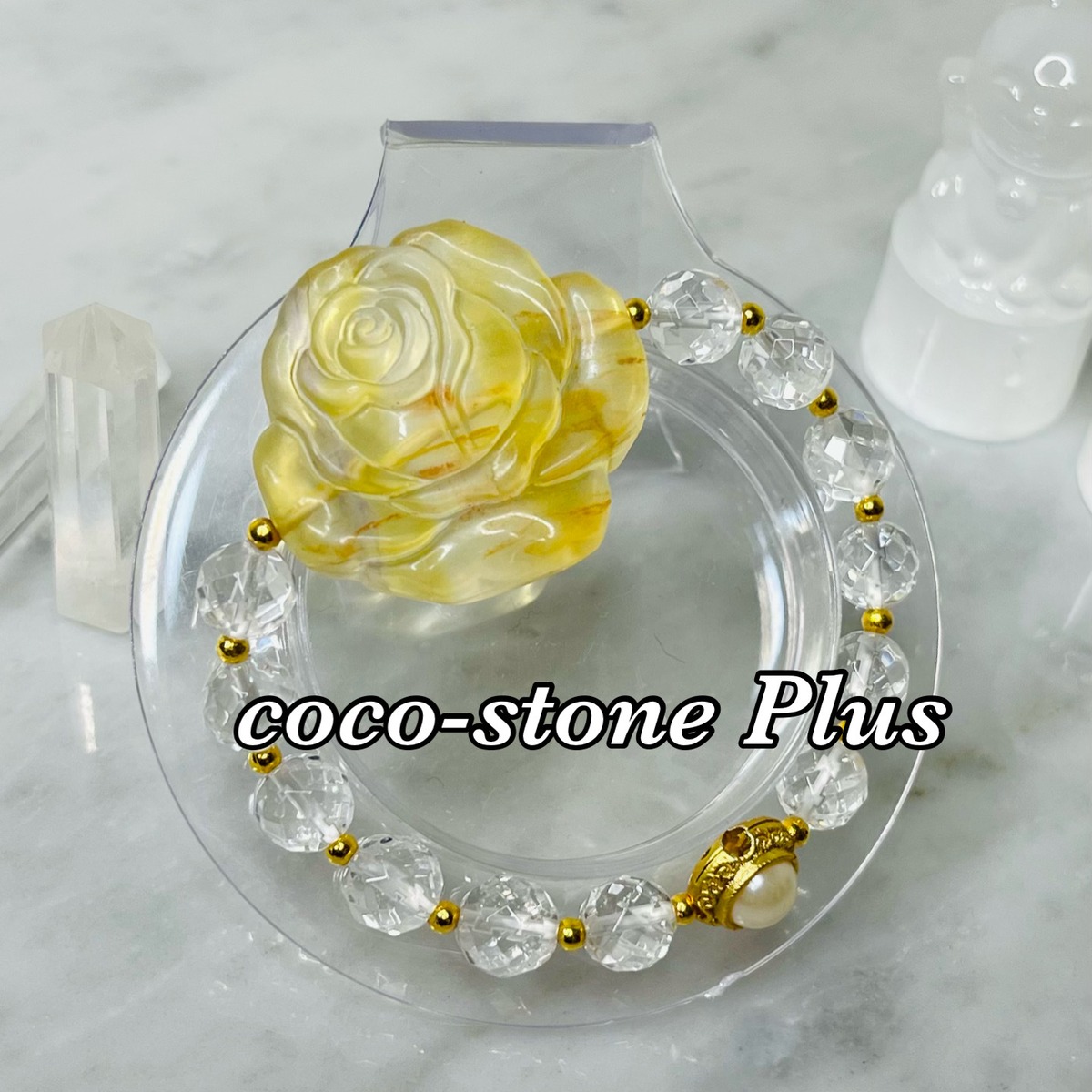 フローライトのバラと水晶のブレスレット☆直感力・金運☆ | coco-stone Plus