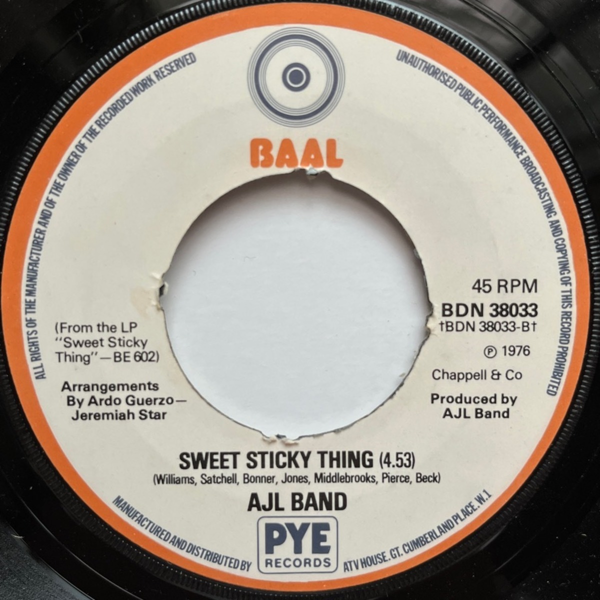 AJL Band / Sweet Sticky Thing | Harmony in my head Vinyl Store