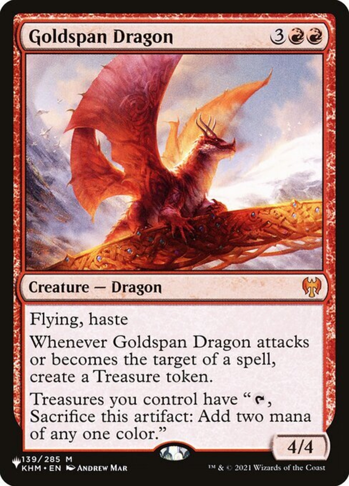 MTG《黄金架のドラゴン/Goldspan Dragon(KHM)》英語 ザ・リスト | 高岡サブカルチャーズオンラインショップ