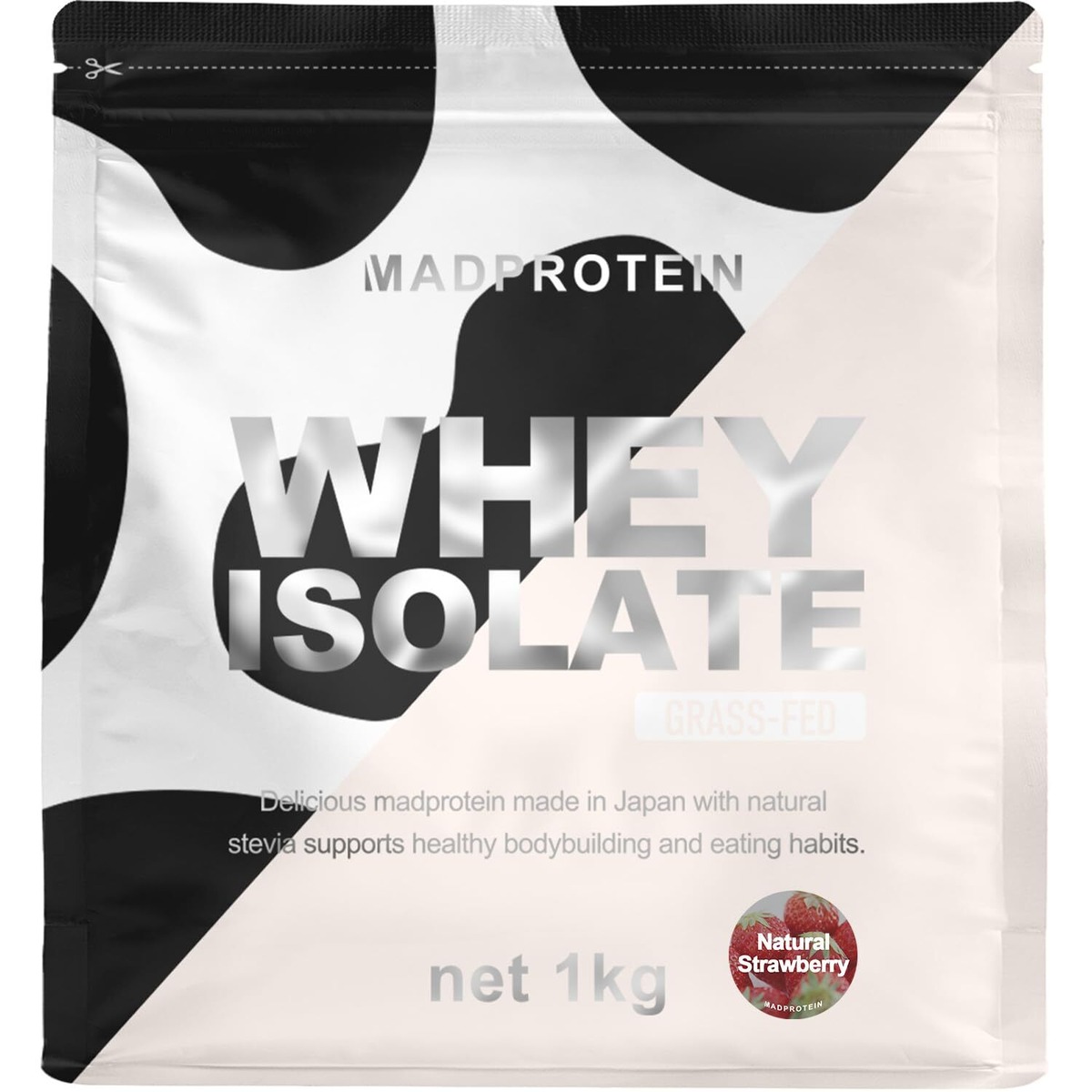 MAD PROTEIN(マッドプロテイン) アイソレート ホエイプロテイン WPI グラスフェッド (ナチュラルストロベリー, 1kg) | kki2nd