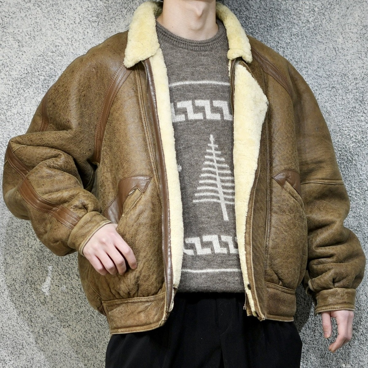 brown mouton leather jacket | kroneko