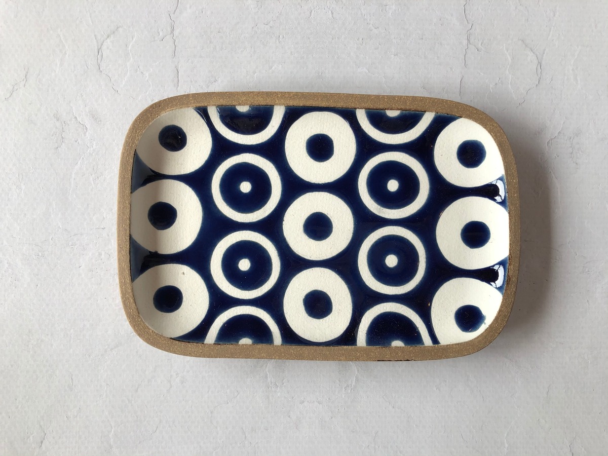 issui pottery 一翠窯 ヘゴ 藍色 角皿 小 陶器 is08 | GojiGoji sobockle